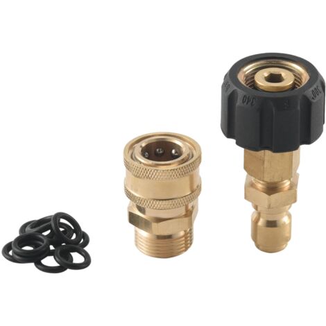 Pressure Washer Adapter Set, Quick Connector, M22 14mm Swivel To Metric Fitting,M22-14 + 3/8 ...