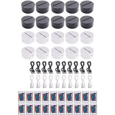 20Pcs 3D Night LED Light Lamp Base 16 Colors Display Base,Suitable for ...