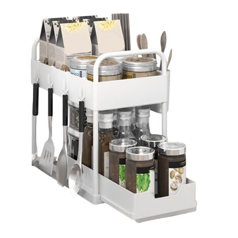 Multifunctional Kitchen Rack Pull-Out Spice Rack Double-Layer Cabinet ...