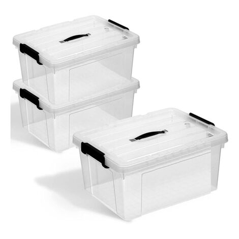 Storage Boxes with Lids, Set of 3, Modern Stacking for Organisation and ...