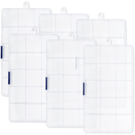 6Pcs Clear Compartment Plastic Organizer Container Box,Small Stackable ...