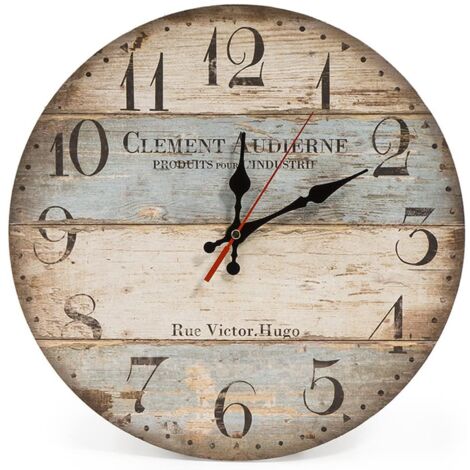 12 Inch Silent Vintage Wooden Round Wall Clock Numerals Rustic Style ...
