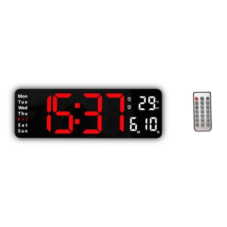 Large Digital Wall Clock Remote Control Temp Date Week Display Timer ...