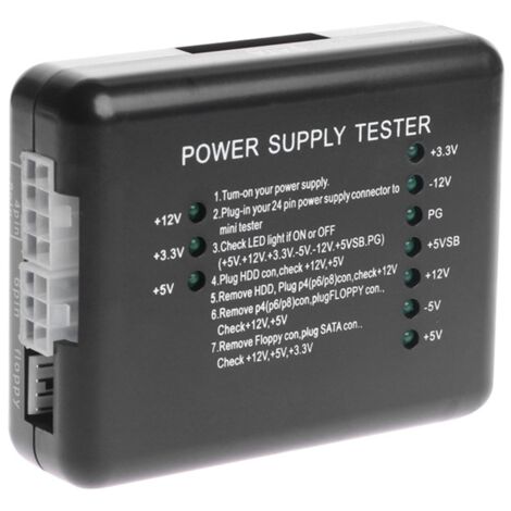 PC 20 24 Pin Power Supply Tester Checker LED for PSU ATX SATA HDD Meter ...