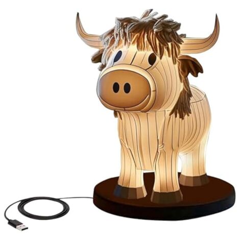 Cow Table Lamp Farmhouse Night Light, Bedside USB Small Nightstand for ...