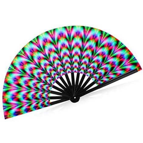 Women Raves Fold Hand Fan Fluorescence Glow Party Club Prom Disco ...