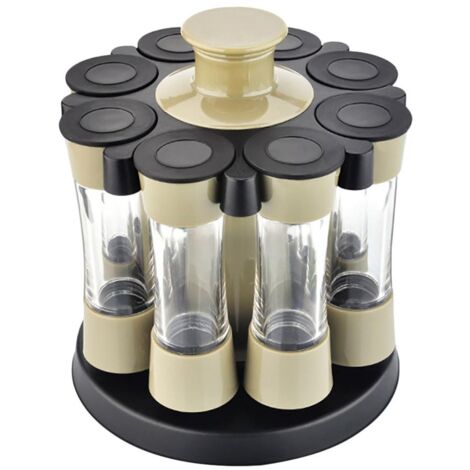 Eight Slots Rotating Cruet Condiment Spice Rack Seasoning Jar for ...