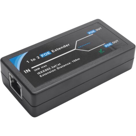 2 Port POE Extender 10/100Mbps with IEEE 802.3Af Standard