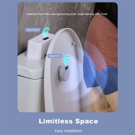 Automatic Toilet Flush Button+Wireless Transmitter Flusher Rechargeable ...