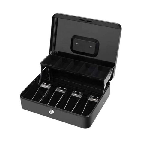 Metal Cash Register with Key Lock-Portable Money Organizer Box ...