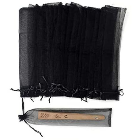 50Pcs Black Hand Fan Organza Bags 2 X 10 inch Sheer Halloween ...