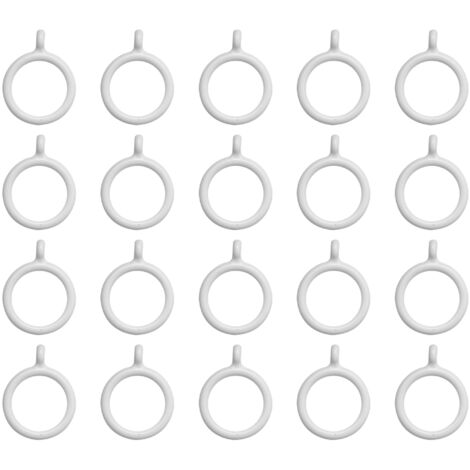 20X White 25Mm Inner Plastic Curtain Rings