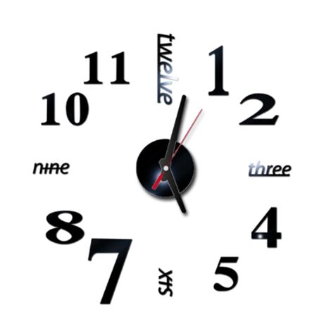 3D DIY Wall Clock Modern Design Large Acrylic Clocks Home Sticker Room ...