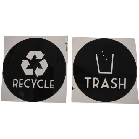 Recycle +Trash Vinyl Lettering Decal Sticker(6x6 inch,Black)