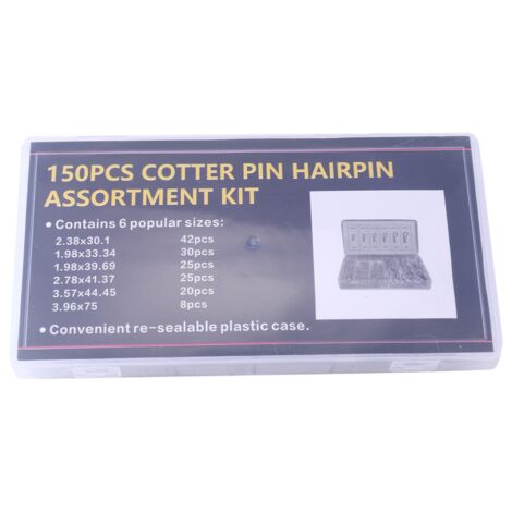 150PC Set Fastener R Type Cotter Pin Split Assortment Kit