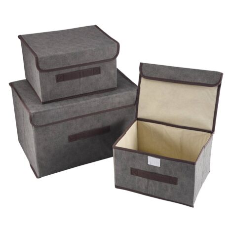 3 Pack Foldable Storage Boxes with Lids,Fabric Basket Organiser for ...