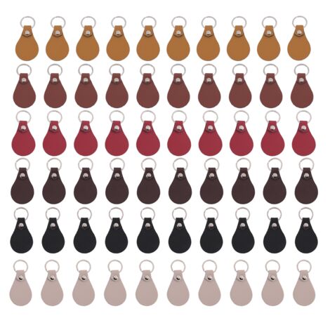60 Pcs Pu Leather Key Fob Kit Fobs Blanks with Rivets and Rings ...