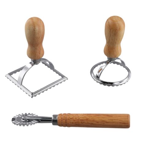 3Pcs Ravioli Stamp Maker Cutter with Roller Wheel Set,Mold Wooden ...