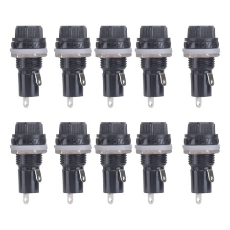 10Pcs 10A AC 250V 5mm x 20mm Panel Mounted Plastic Fuse Holder Socket