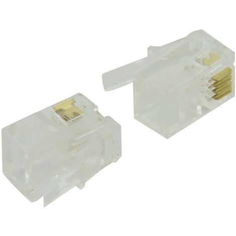 RJ9 4P4C Plug phone Jack Connector 50 pieces, Transparent