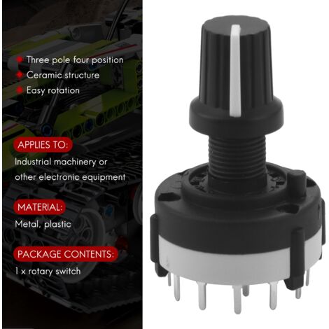 3P4T 3 Pole 4 Position Single Band Selector Rotary Switch w Knob