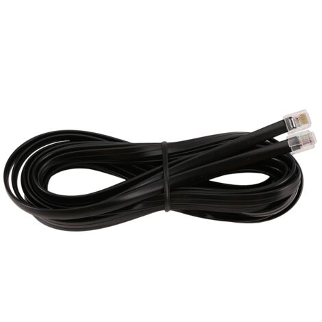 6P6C RJ11 Telephone Extension Fax Modem Cable Line 5M Length Black