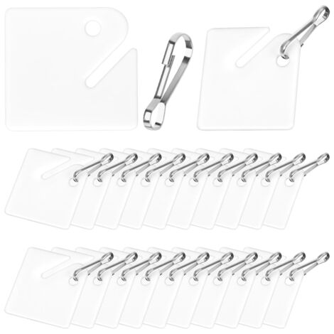 100Pcs Key Tags, Slotted Plastic Hanging Tags with Metal Snap Hooks ...
