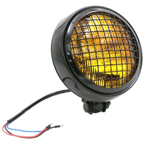 Black+Yellow Retro Vintage Motorcycle Universal LED Headlight with ...