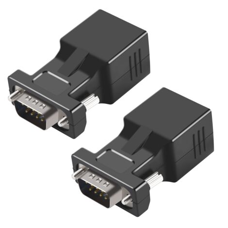 2 Pack VGA Extender Male to RJ45 CAT5 CAT6 20M Network Cable Adapter ...