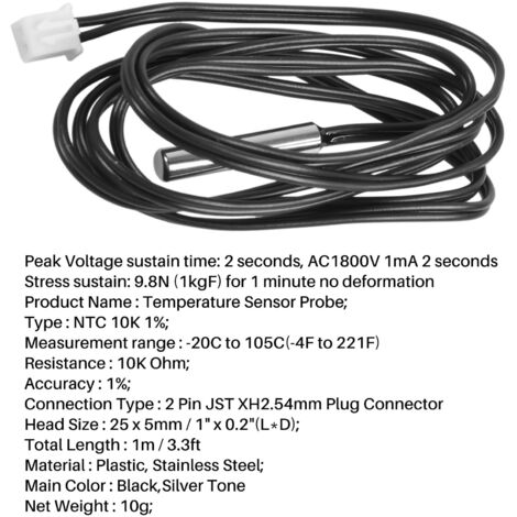 10K Ohm Waterproof Digital Thermal Temperature Sensor Probe 1m