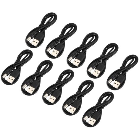 10X USB 5.5mm/2.1mm 5V DC Barrel Jack Power Cable(Black,75cm)
