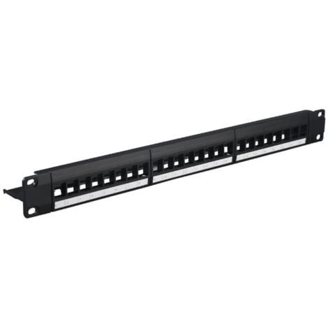 1U 19 Inch Cabinet Rack Through 24 Port CAT6 Patch Panel RJ45 Network ...