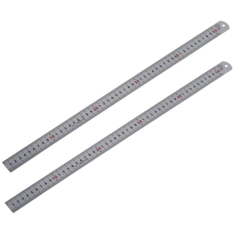 2X Double Side Scale Stainless Steel Straight Ruler Measuring Tool 50cm