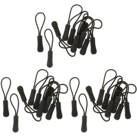 30 Non-Slip Zipper Pullers, Zipper Puller, Extension Trailer for - Black