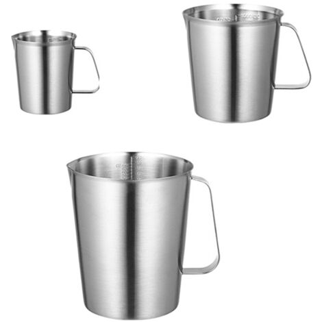 Set of 3 Stainless Steel Measuring Cups Measuring Pitcher with Handle ...