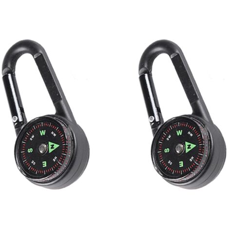 2X Multifunctional Mini Compass + Thermometer Keychain in 1