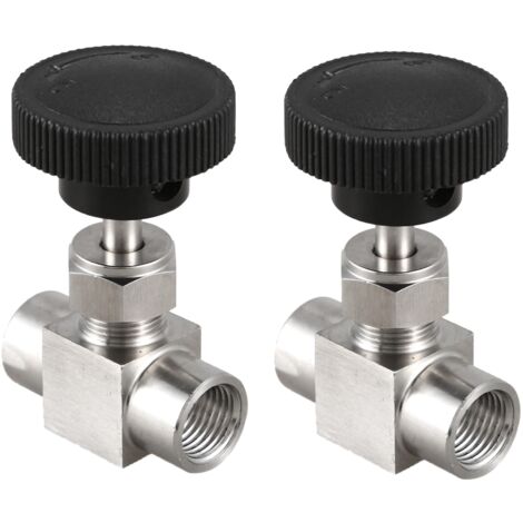 2X 1/4 Inch Equal Thread 304 Stainless Steel Flow Control Shut Off ...