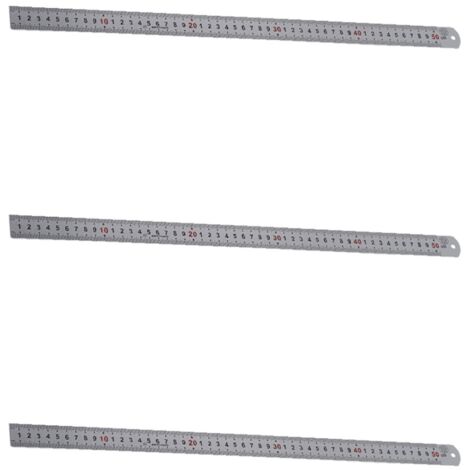3X Double Side Scale Stainless Steel Straight Ruler Measuring Tool 50cm