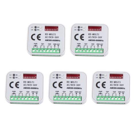 5X Universal Receiver RX Multi-Frequency 300-868 MHz 2CH 12V 24V Garage ...