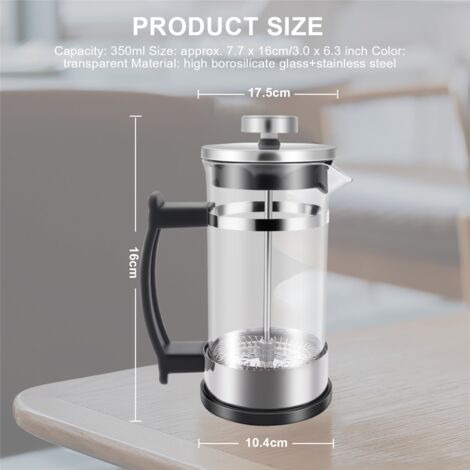 Coffee Pot, Stainless Steel Glass Coffee Maker French Press Filter ...