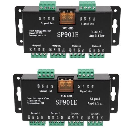 2X SP901E LED Pixel WS2812B WS2811 SPI Signal Amplifier Repeater for ...
