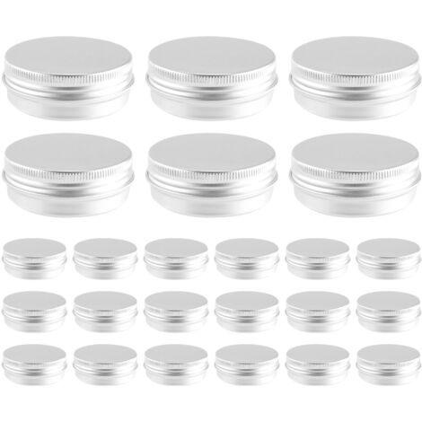 48 Pieces 1 Oz Silver Aluminum Tin Cans Round Screw Top Aluminum Tin ...