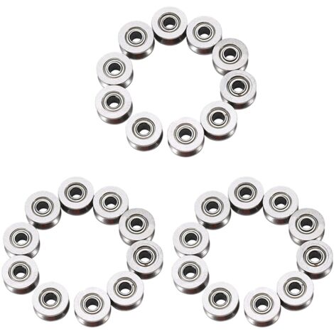30 Pieces U Groove Bearing U624ZZ Steel V-Shaped Ball Bearing Pulley ...