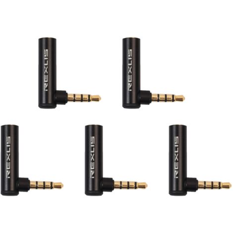 REXLIS 5PC 3.5mm Male to 90 Degree Right Angle Audio Adapter Microphone ...