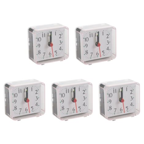 5Pcs Mini Portable Cute Animation Multifunctional Table Clocks(White)