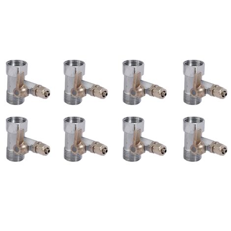 8X 1/2 Inch to 1/4 Inch Reverse Osmosis Ball Feed Adapter Silver