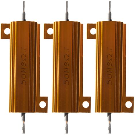 3X 50W 8 Ohms 5% Gold Tone Aluminum Clad Wirewound Power Resistor