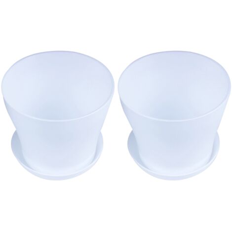 2X Plastic Plant Flower Pot Planter with Tray Saucer Decoration High ...