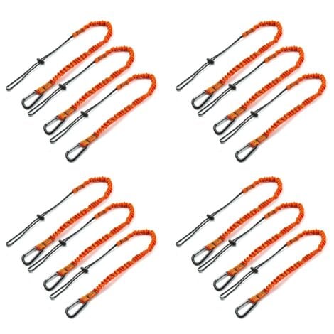 12-Piece Safety Tool Lanyard Set with Carabiner, Adjustable Shock ...