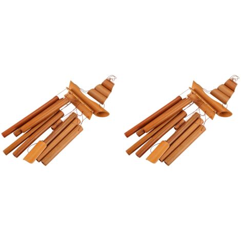 2X Handmade Bamboo Wind Chimes Natural Ring Hanging Decor Ornament ...